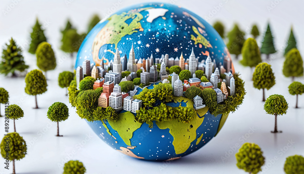 illustrative conceptual representation of planet earth in miniature ...