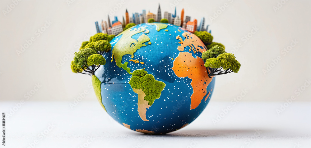 illustrative conceptual representation of planet earth in miniature ...