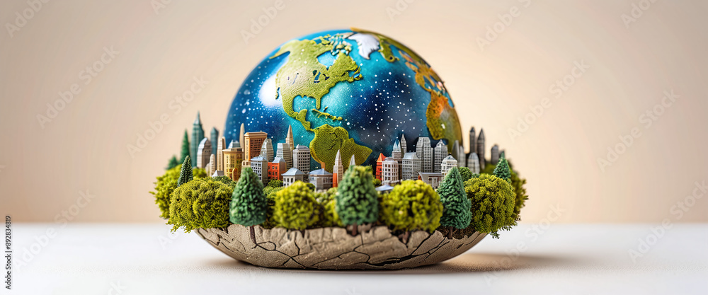 illustrative conceptual representation of planet earth in miniature ...