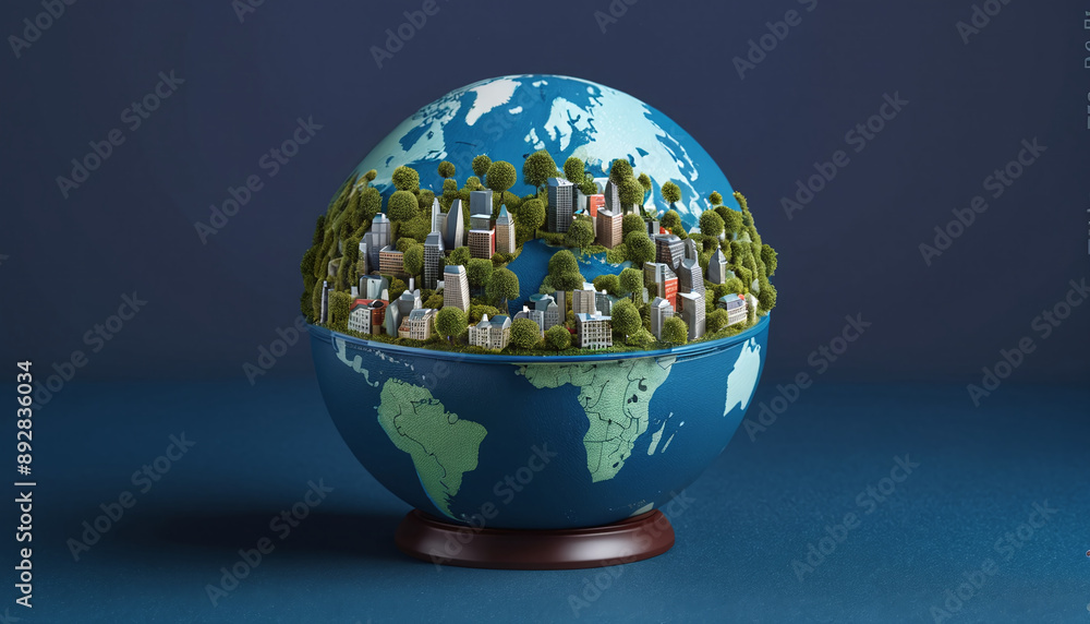 illustrative conceptual representation of planet earth in miniature ...