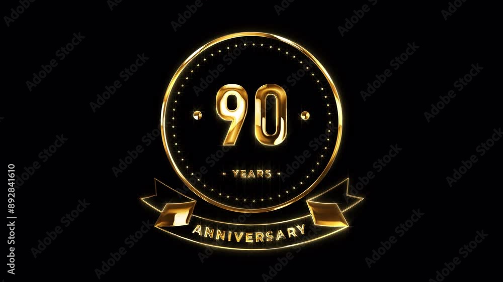 90th Anniversary Celebration. Golden 90 Years Anniversary Animation in ...