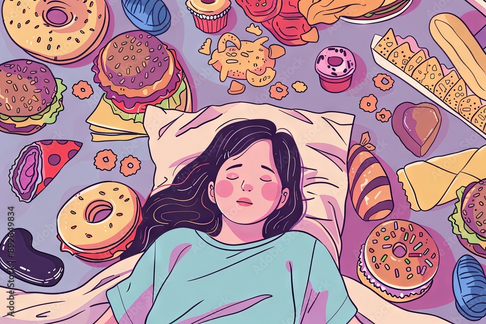 Young and beautiful she experiences blissful repose nightwear. Woman's ...