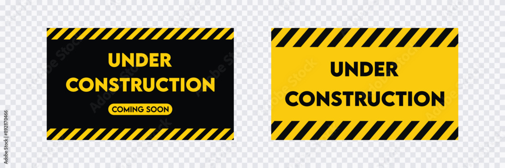 Under construction site banner sign in transparent background, Coming ...