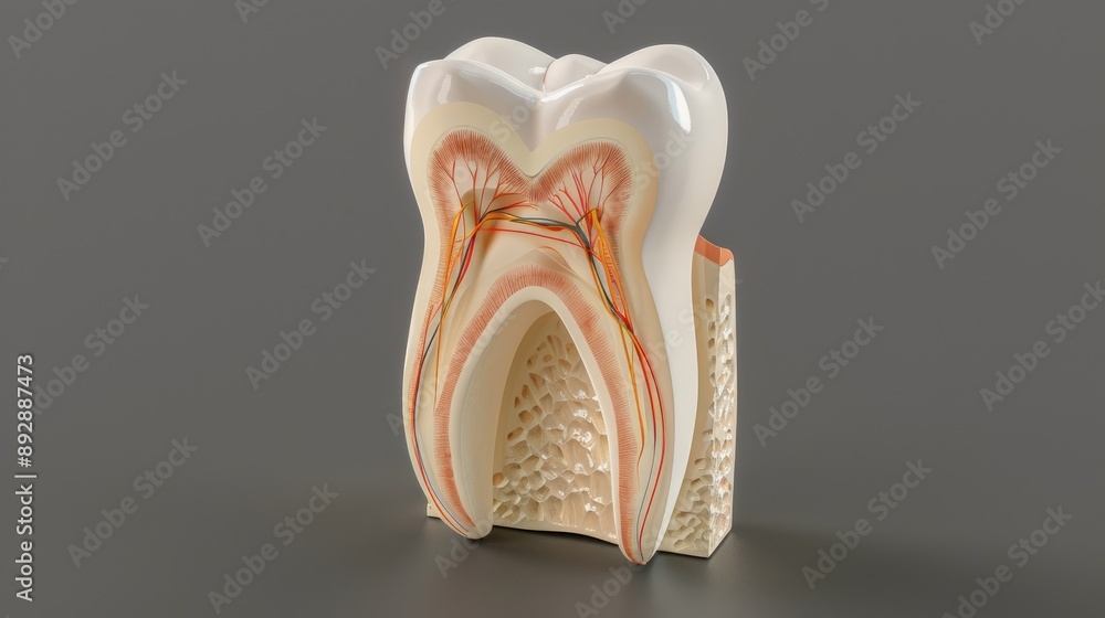 Anatomical intricacy: tooth structure, nerve, with a visible ...