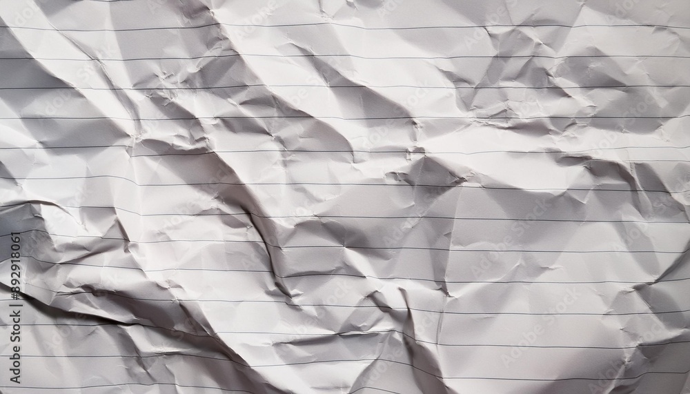 top view empty rumpled lined paper with wrinkled notebook lined paper ...