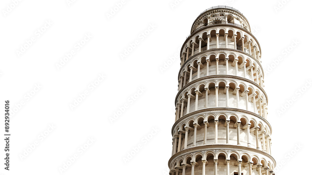 Leaning tower of Pisa in Tuscany, Italy landmark isolated on ...