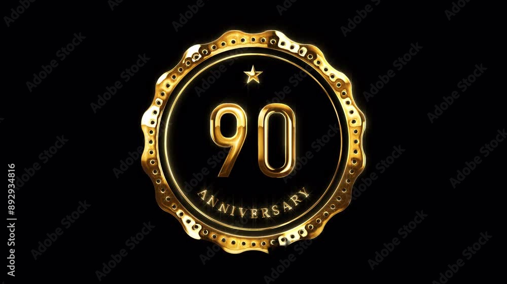 90th Anniversary Celebration. Golden 90 Years Anniversary Animation in ...