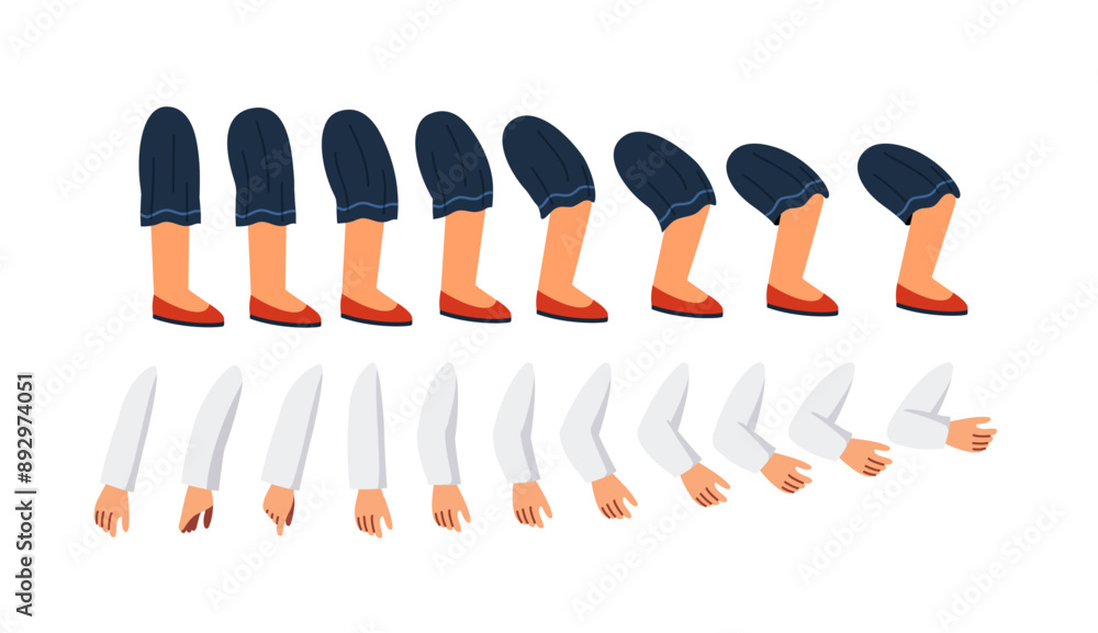 Schoolgirl legs and arms set. Feet and hands. Pack of legs in arms ...