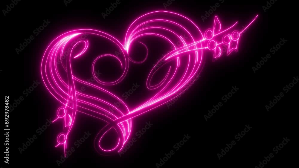 Music note with Heart. Musical note heart. Line art. Song Element Icon ...