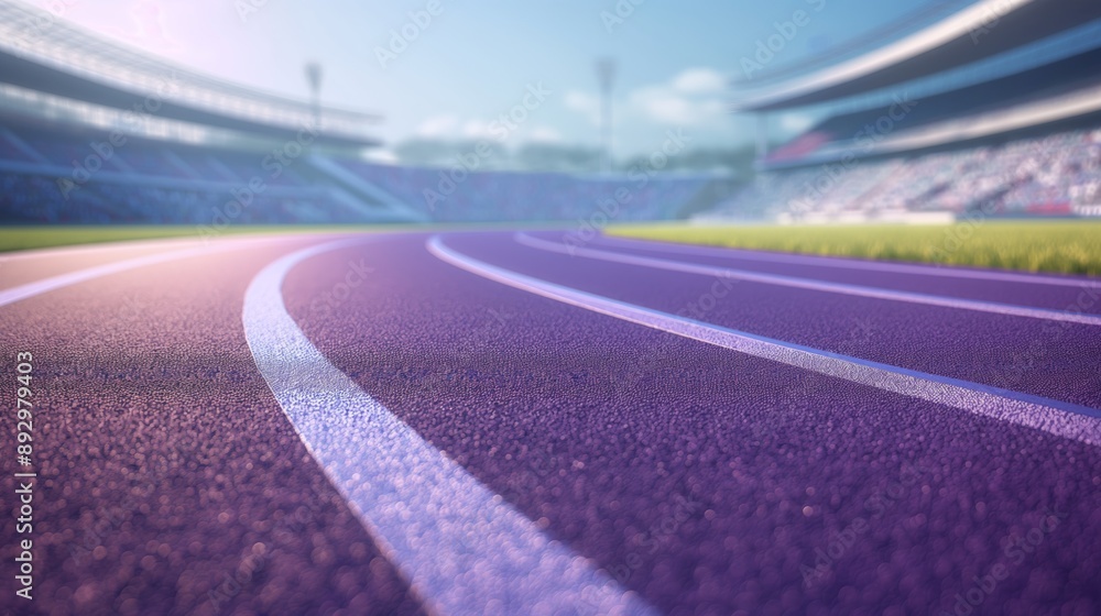 Illustration of an Olympic athletics track in light purple color in the ...