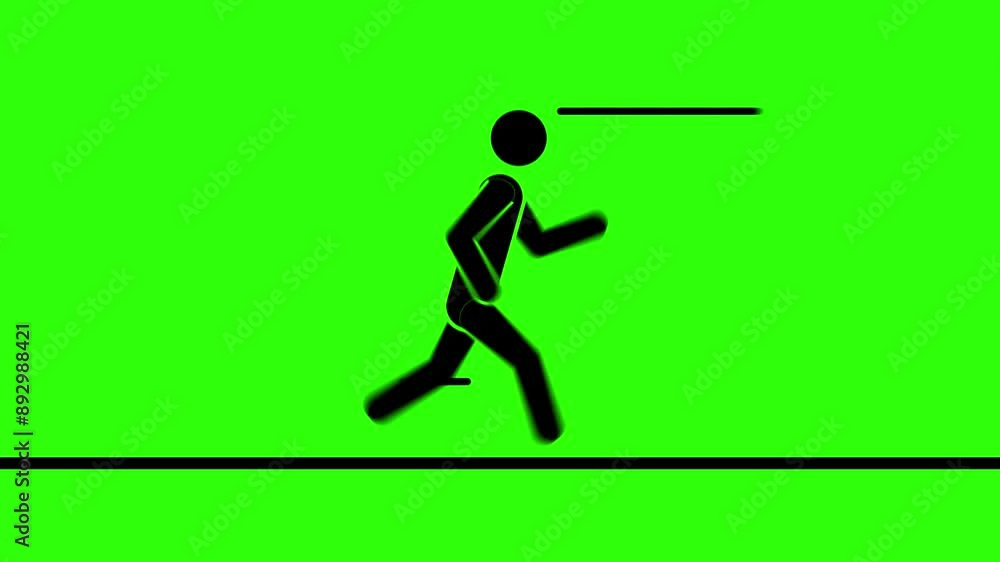 icon running stick man animated running loading speed green screen ...