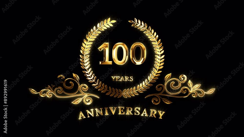 100th Anniversary Celebration. Golden 100 Years Anniversary Animation ...