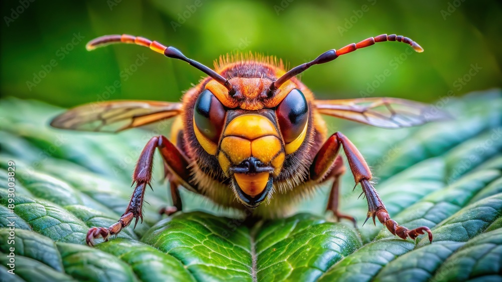 Foto de Asian Giant Hornet or Murder Hornet perched on leaf Symmetrical ...