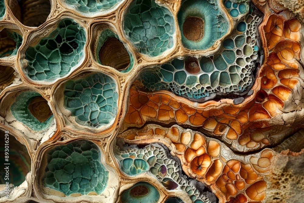 Póster Plant Root Tissue: A detailed image of a plant root cross ...