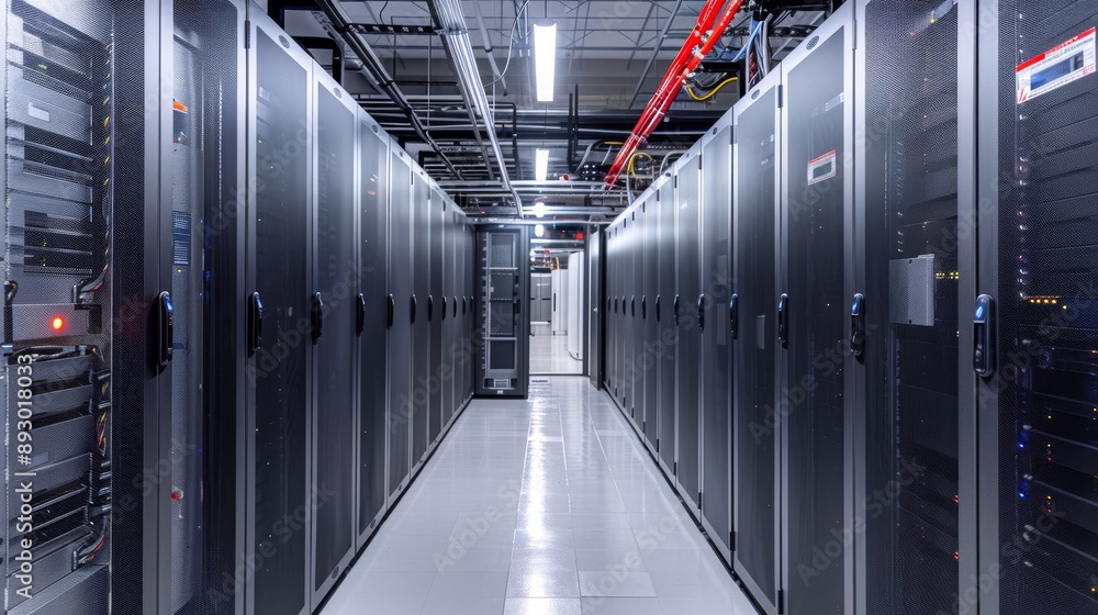 Server room with advanced cooling systems, including liquid cooling ...
