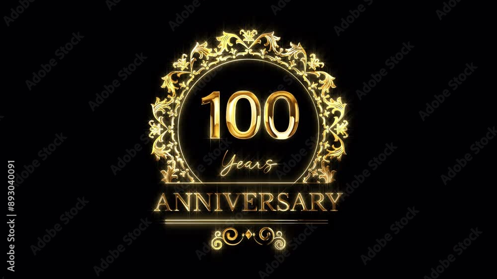 100th Anniversary Celebration. Golden 100 Years Anniversary Animation ...