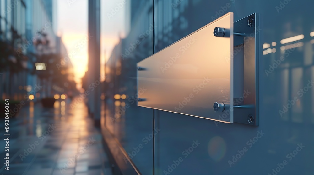 Transparent glass sign plate on wall mockup Template of a blank ...