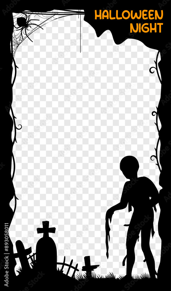 Halloween social media post frame template. Vector spooky rectangular ...