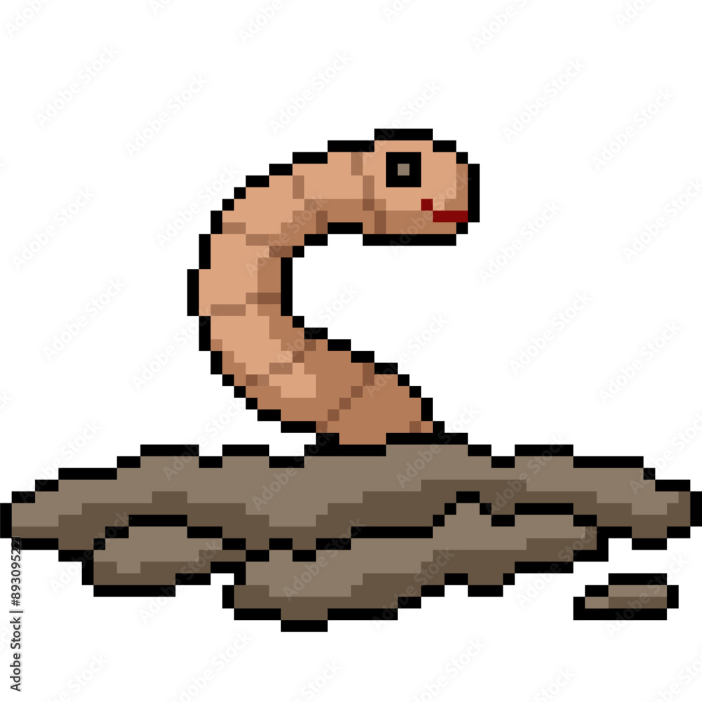 pixel art of worm dig ground Stock Vector | Adobe Stock