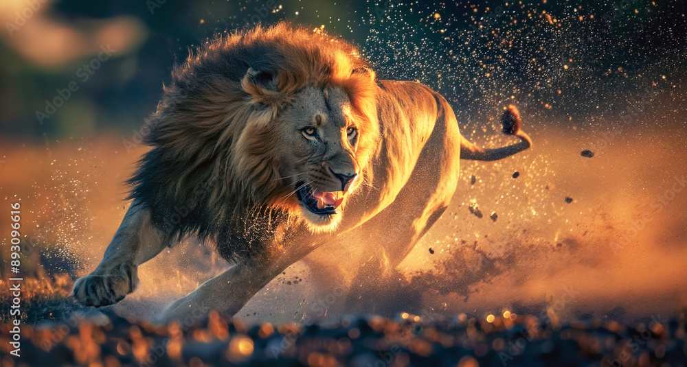Majestic Lion in Full Stride Capturing the Raw Power and Dominance of ...
