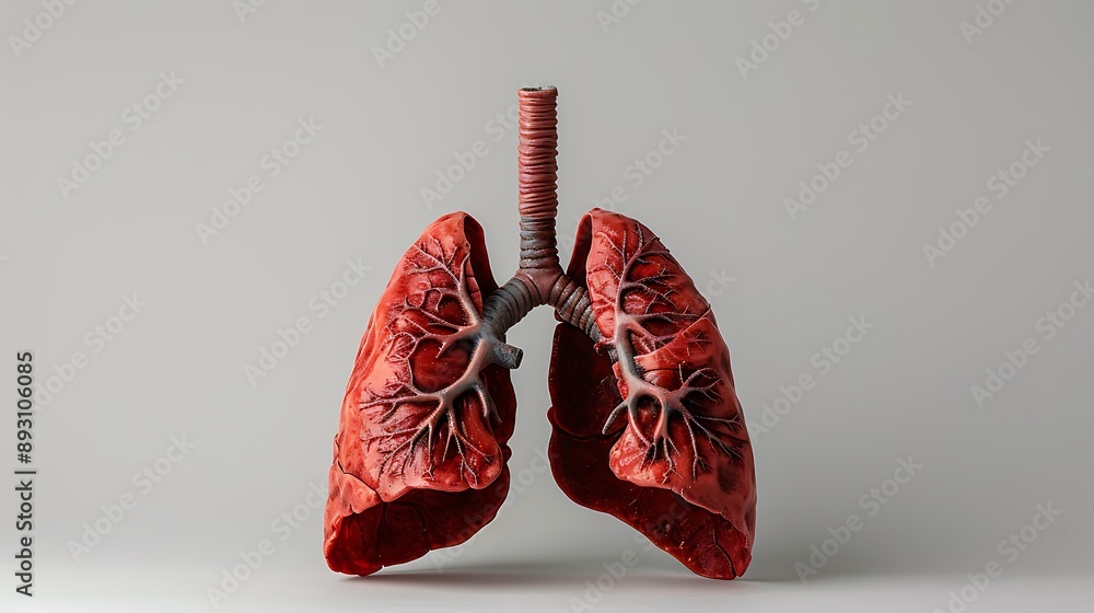 Full-length portrait photo of healthy human lungs in natural red color ...
