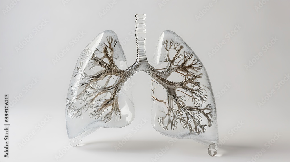 Full body shot photo of healthy human lungs with two lobes on the left ...