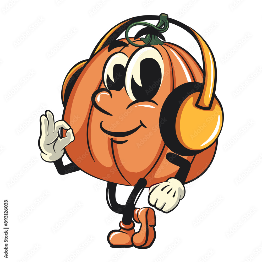 character of a cute pumpkin cartoon vector isolated clip art mascot ...