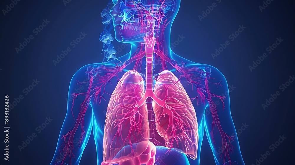 Full-length portrait photo of a high-detail medical illustration of the ...