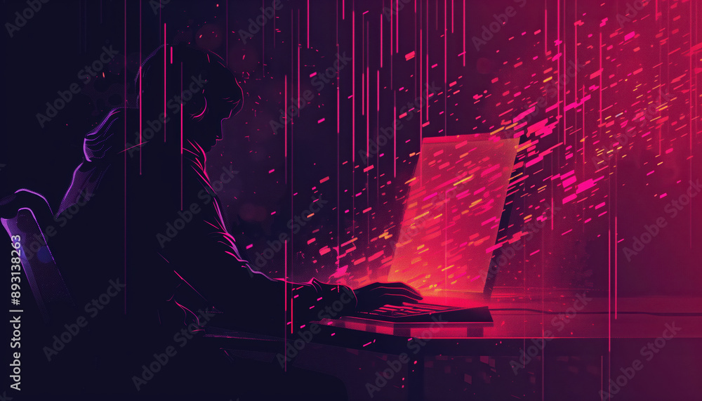 Vectorized Minimalist Illustration of Person in Front of a Burning ...