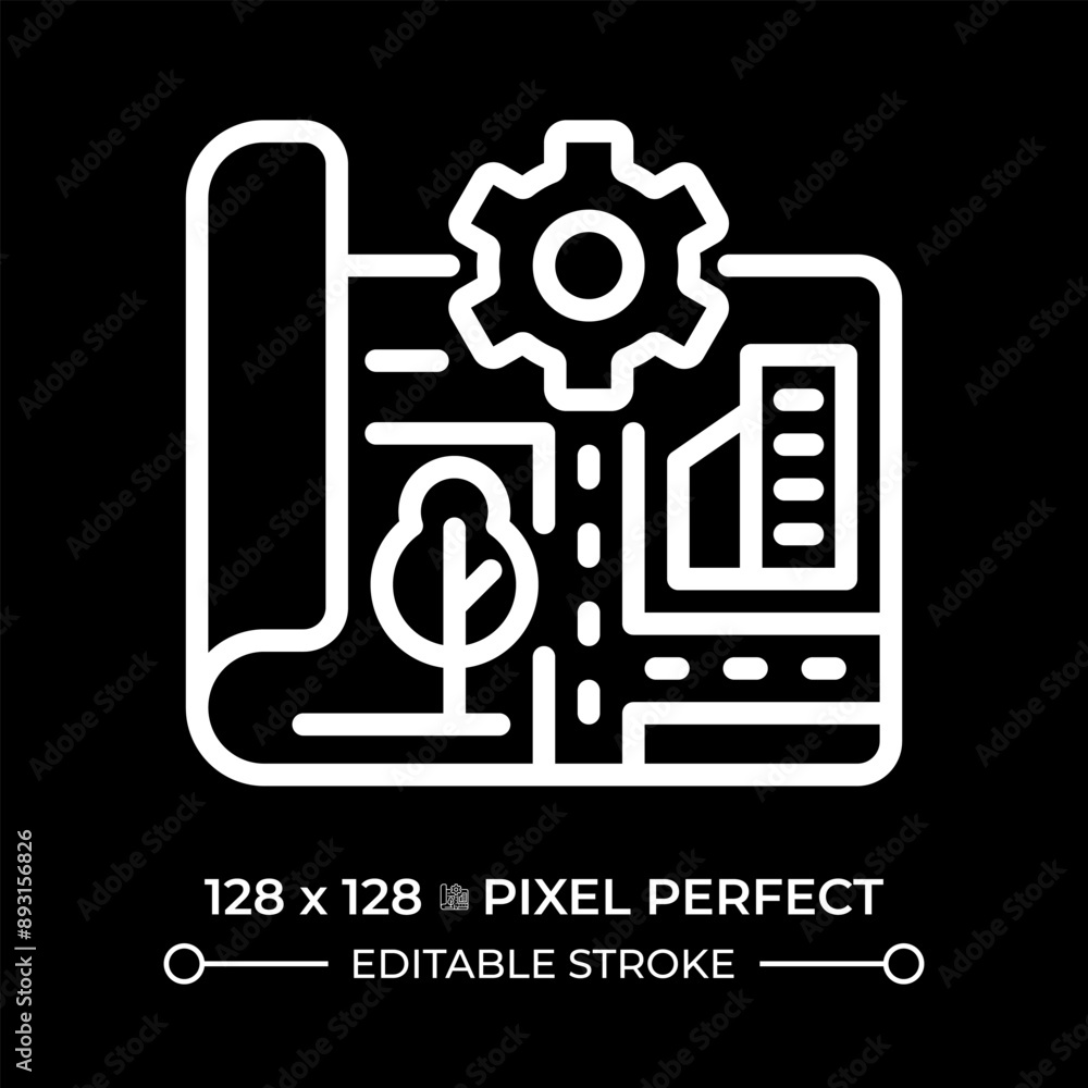City planning pixel perfect white linear icon for dark theme ...