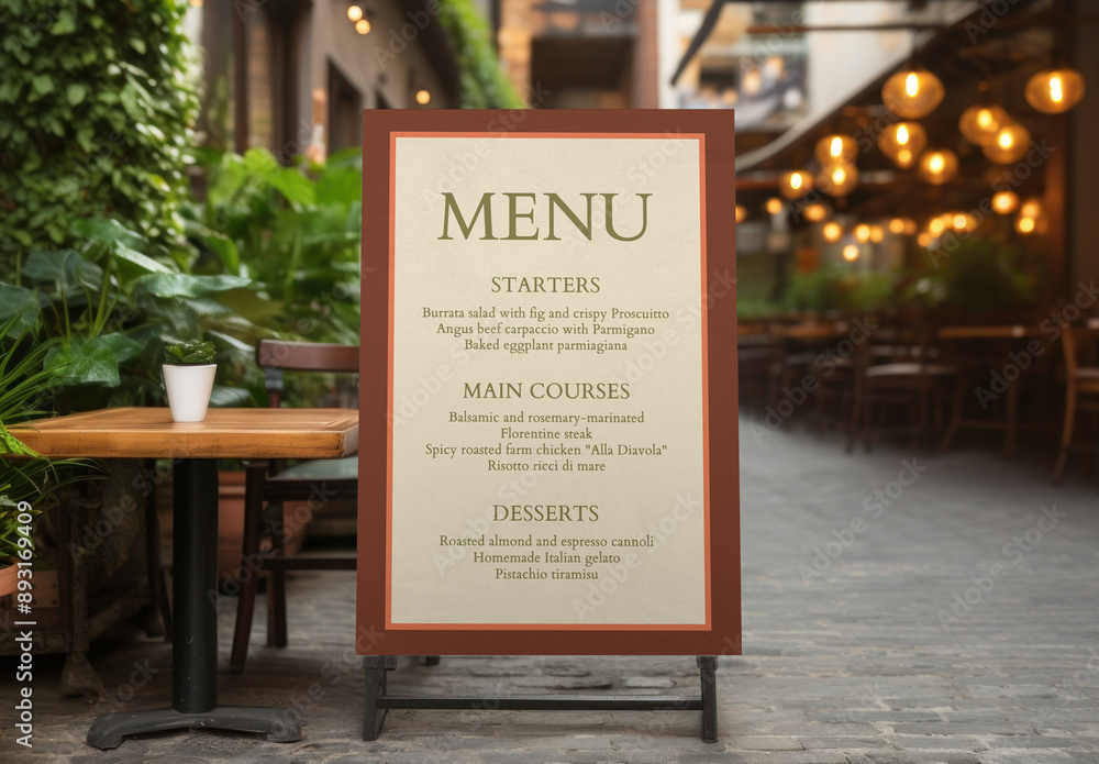 Restaurant Menu Sign Mockup With Generative AI Stock Template | Adobe Stock