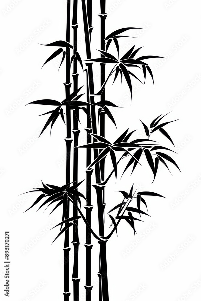 Black and white flat vector art of a bamboo shoot, svg style, isolated ...