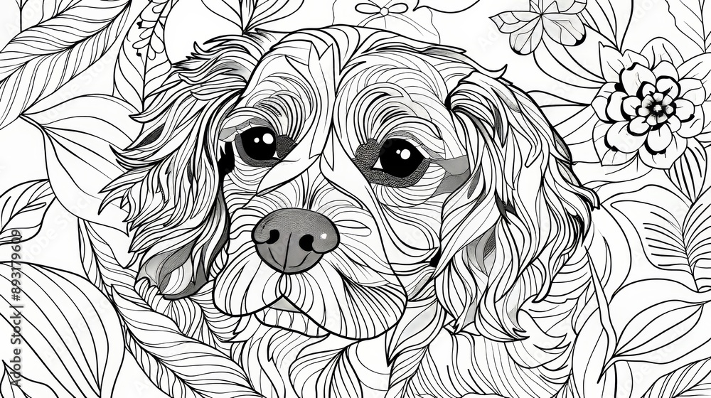 Coloring page with a cute dog. Perfect for kids and adults who love to ...