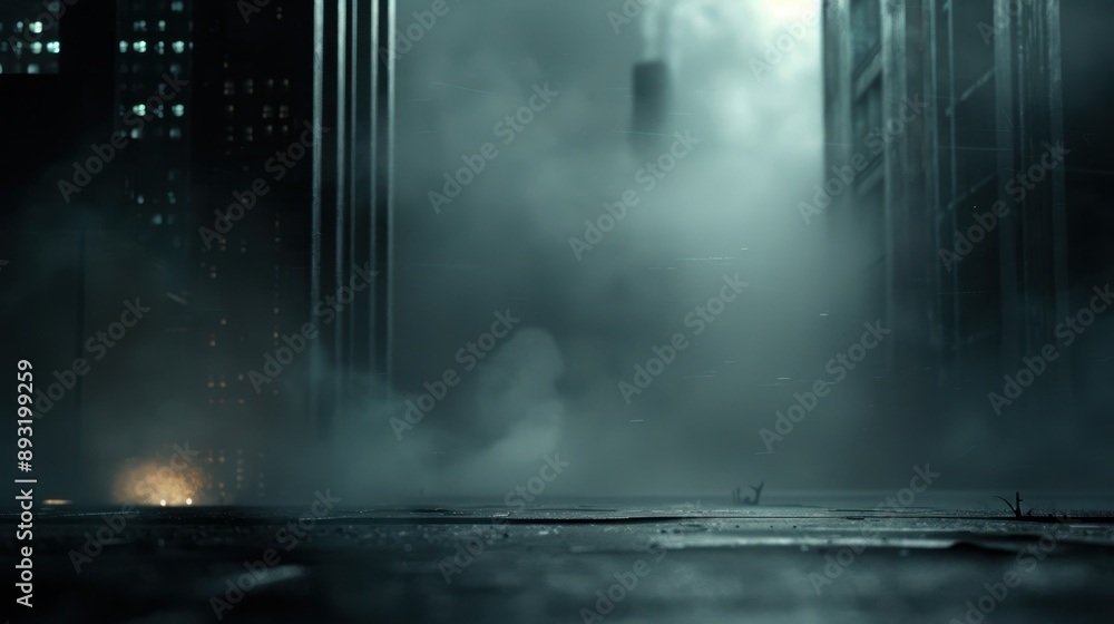 Dark industrial background, smoky haze, weathered textures, subdued ...