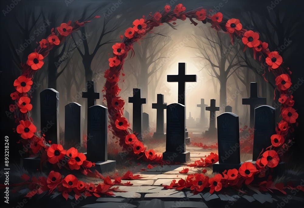 Remembrance day abstract background with shapes resembling gravestones ...