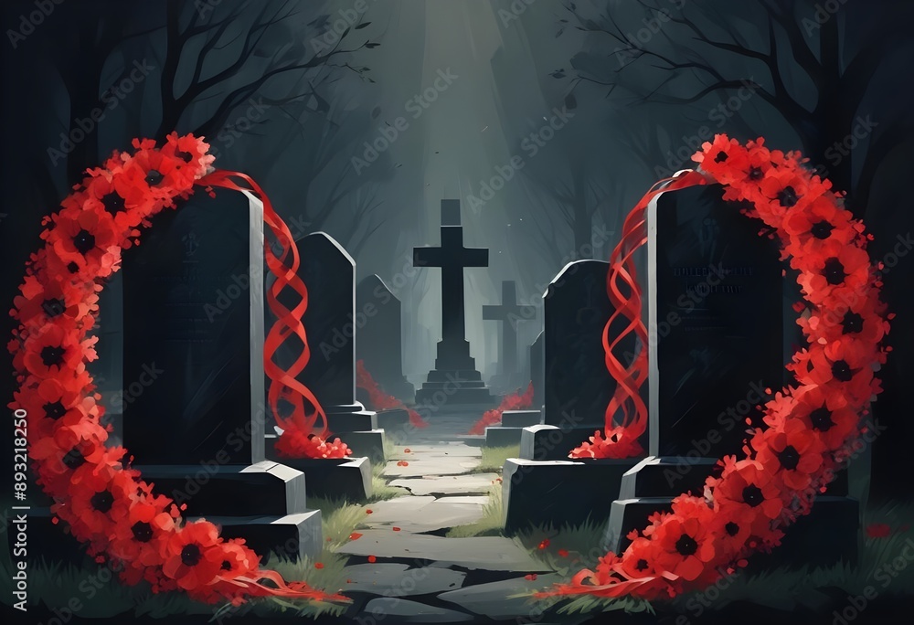 Remembrance day abstract background with shapes resembling gravestones ...