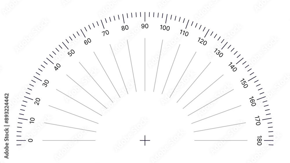 Round Angle Meter Scale Isolated on White Background. Measuring Half ...