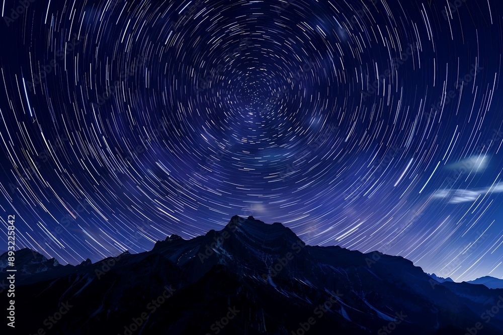 The starry sky is full of circular long exposures, with star trails ...