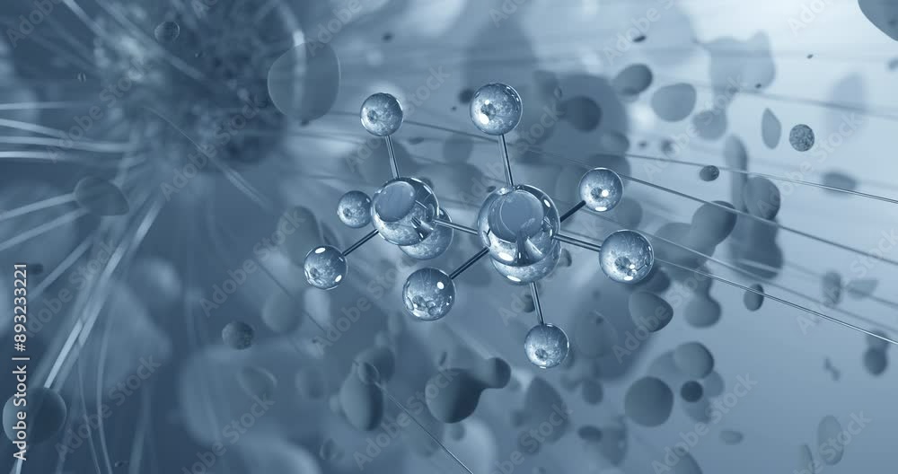 1-Propanol rotating molecular 3d structure ball-and-stick model, looped ...