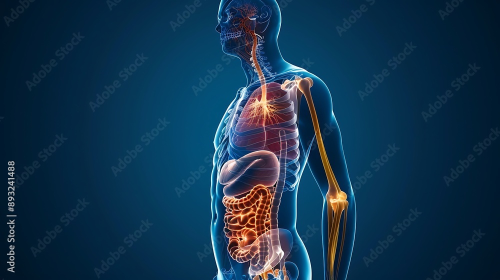 Full-length portrait photo of a detailed human torso illustration ...