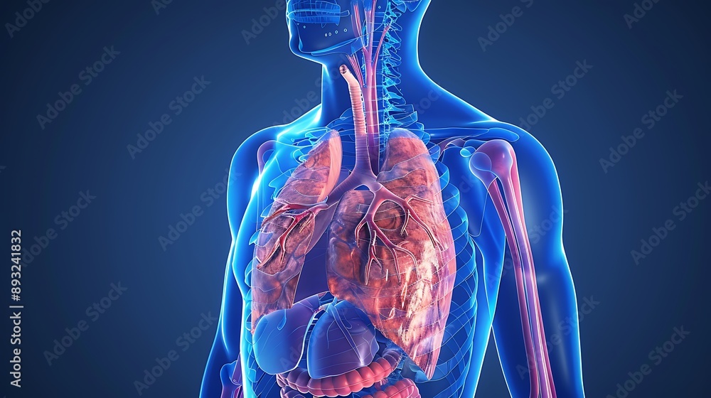 Full-length portrait photo of a detailed medical illustration of the ...