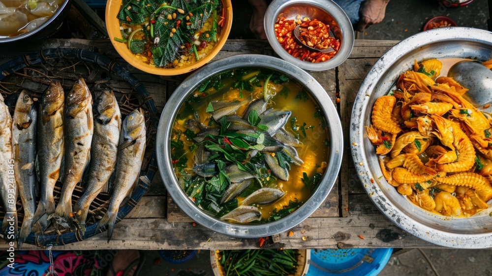 Photograph of the Vu Dai fish stew village in northern Vietnam. This is ...