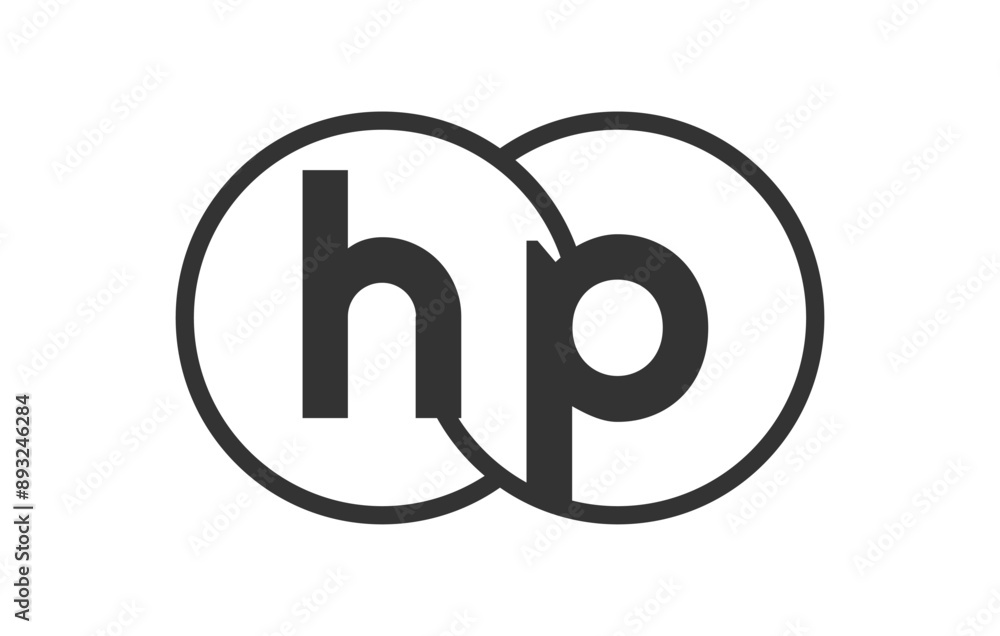 HP business company emblem with outline rounds and letters h p. Logo ...
