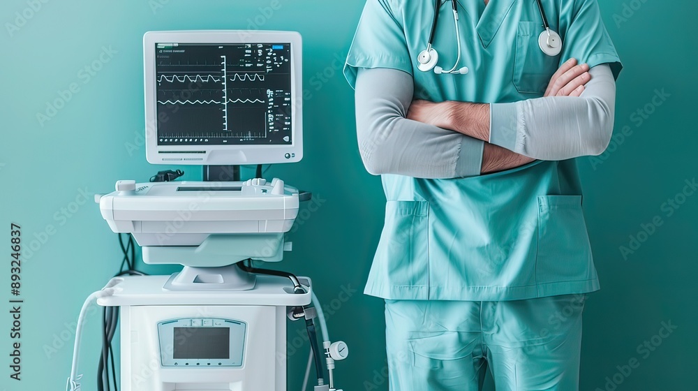 Doctor with Medical Equipment: A doctor wearing scrubs and a ...