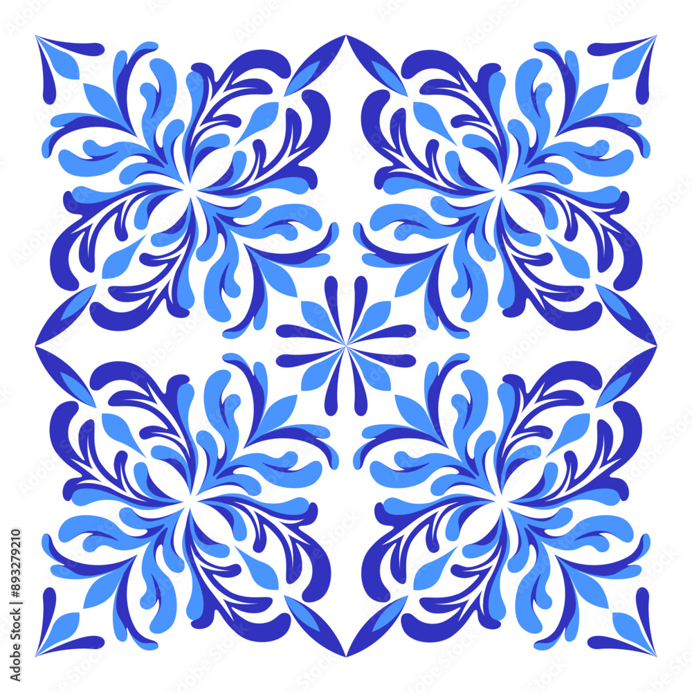 Italian ceramic blue and white tile design. Mediterranean porcelain ...