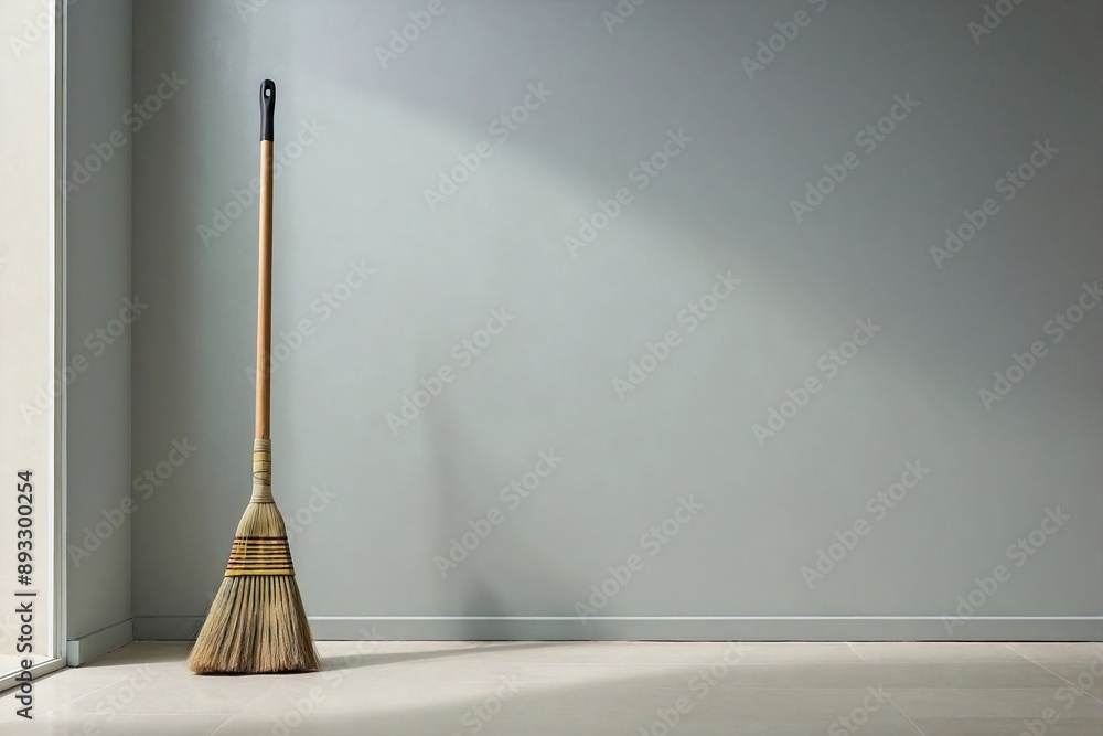 Broom in a Contemporary Setting: A modern broom leaning against a ...