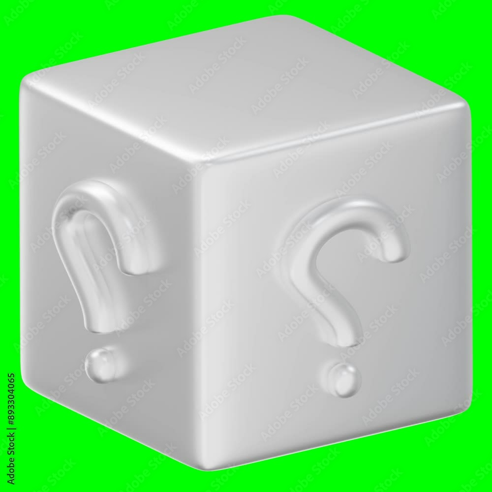 Silver lucky box with question mark icon animation on green screen ...