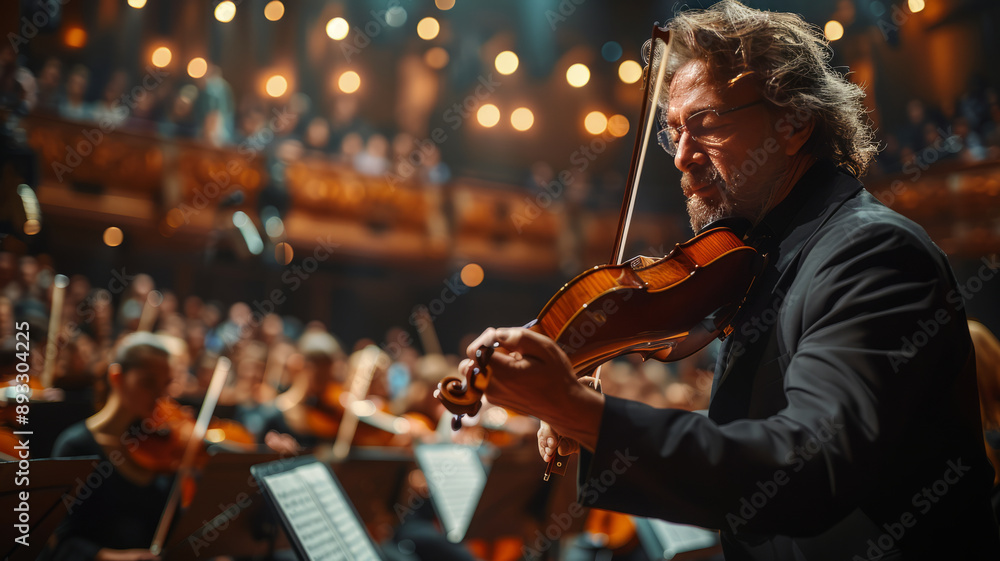 man, 40 years, he is conducting an entire orchestra of teenagers on a ...