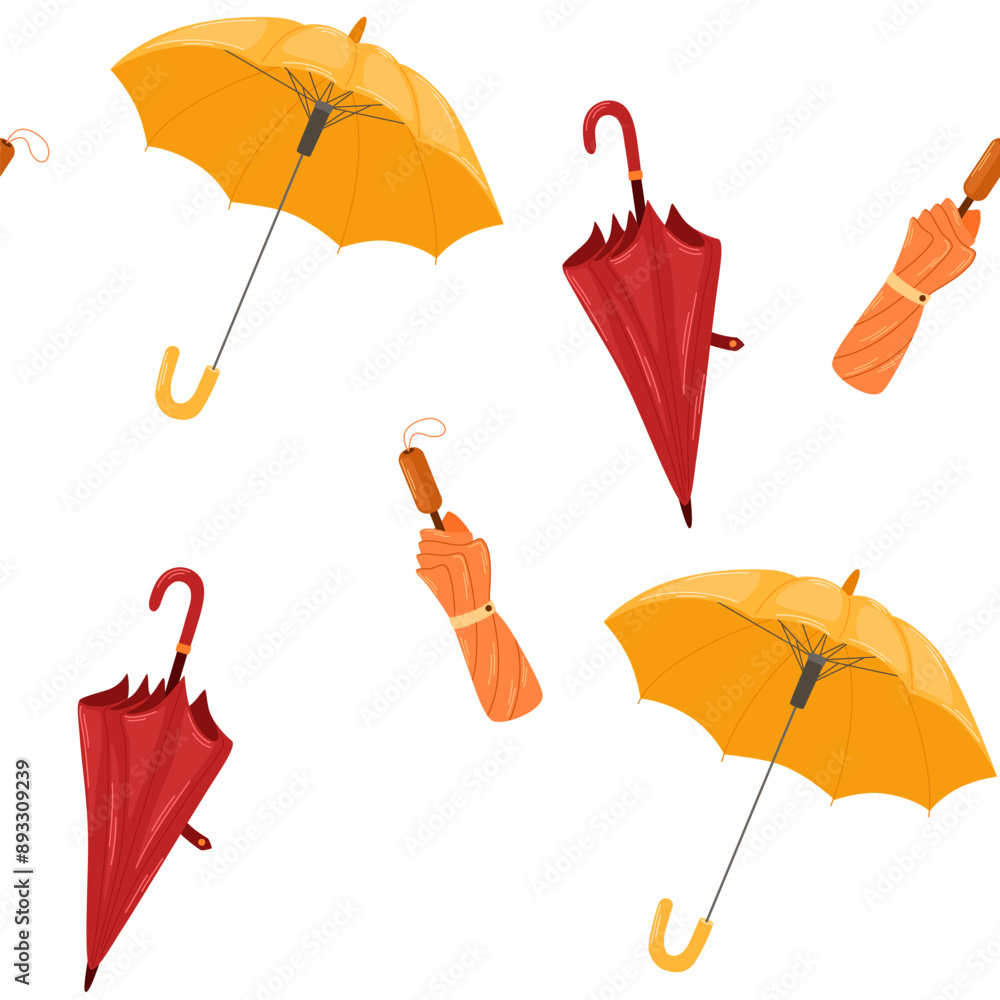 Umbrellas, seamless pattern, endless background. Rain weather ...