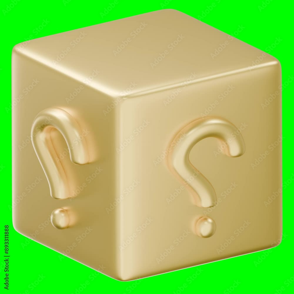 Golden lucky box with question mark icon animation on green screen ...
